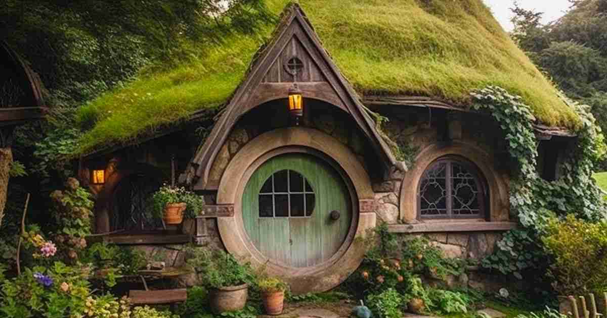 Step inside this Tolkien-inspired hobbit house. The library is a dream ...