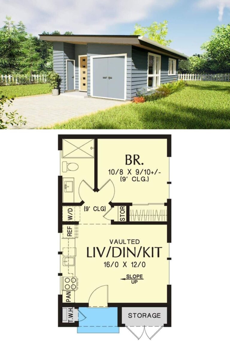 Contemporary Style 1-Bedroom Single-Story Minimalist’s Dream Home with ...