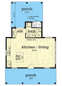 Southern Style 1-Bedroom Single-Story Cottage for a Narrow Lot with ...