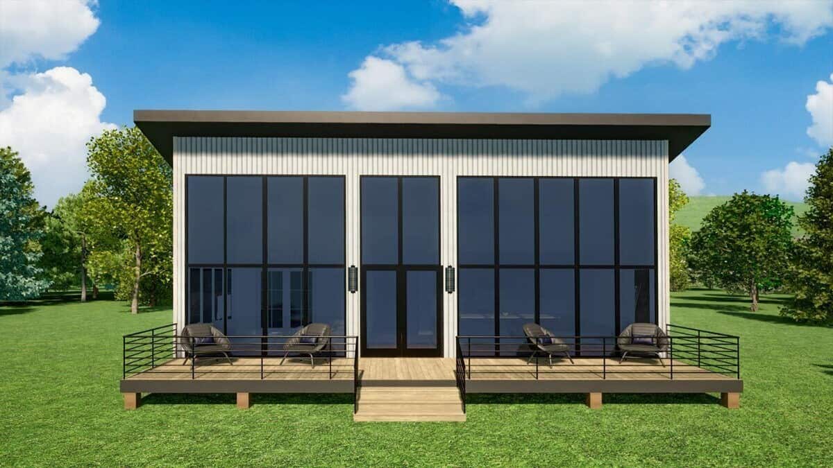 Modern Lake Single-Story 1-Bedroom Cottage with Open Concept Design ...