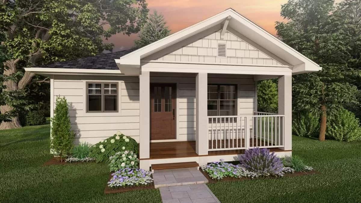 1-Bedroom Single-Story ADU Cottage with Open Living Space and Gabled ...