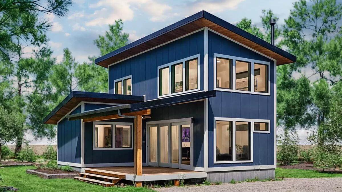 Two-Story Contemporary Style 1-Bedroom ADU with Covered Entry Porch ...