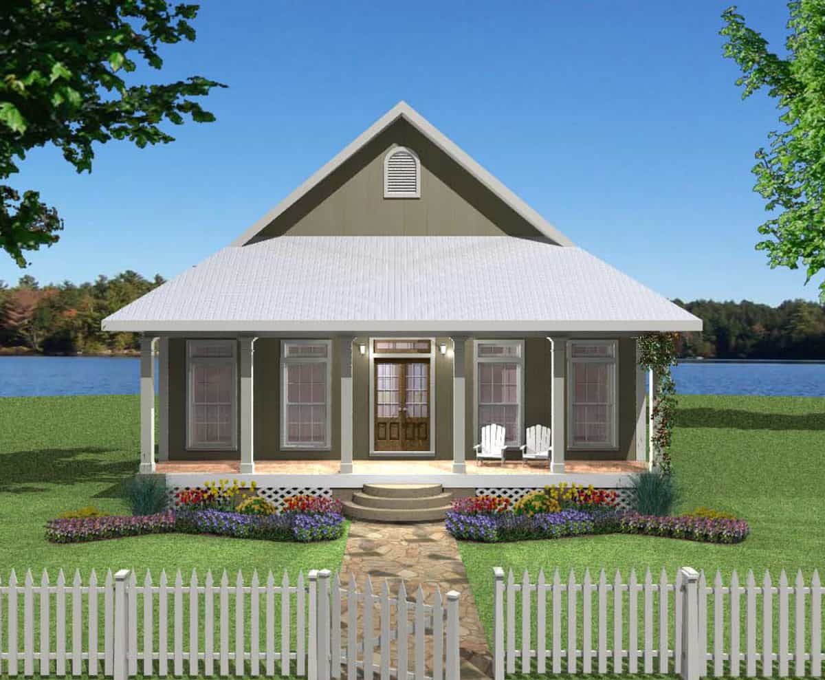 2-Bedroom Single-Story Country Style Cottage for a Narrow Lot with Open ...