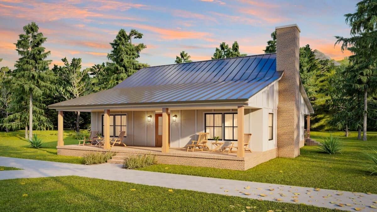 Single-Story Farmhouse Style 2-Bedroom Cottage Home with Front Porch ...