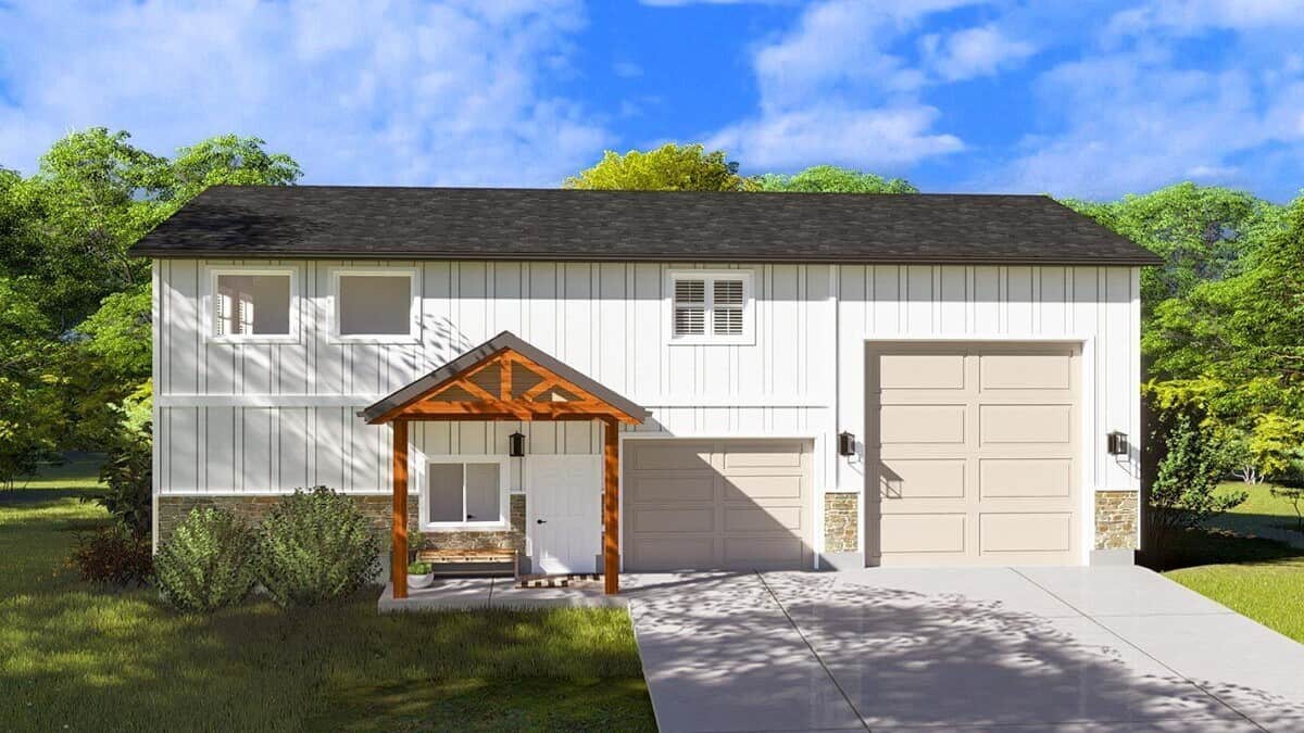 Country Style Two-Story 2-Bedroom RV Garage Apartment with Front Porch ...