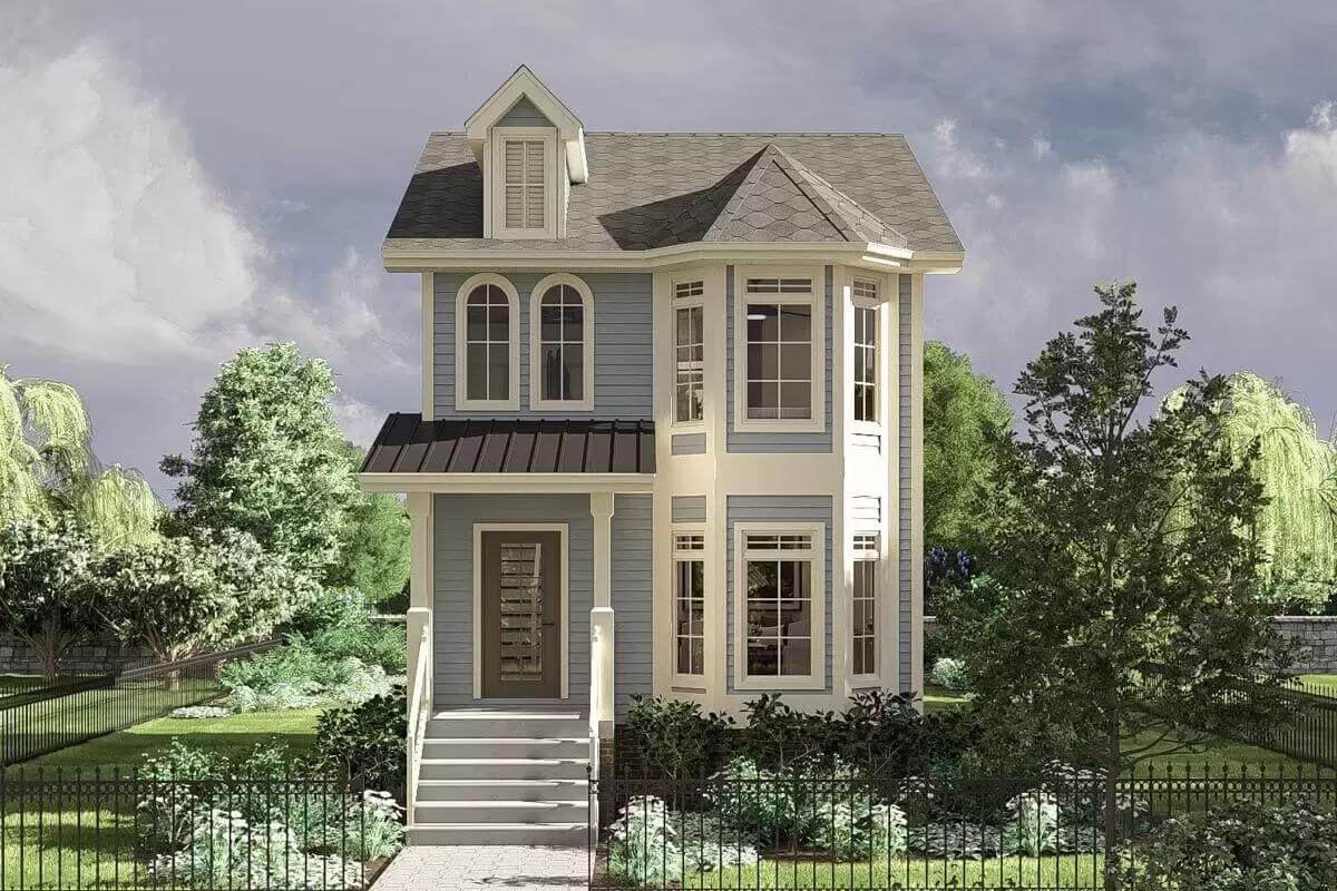 Victorian-style Home for a Narrow Lot with 2 Bedrooms (Floor Plan ...