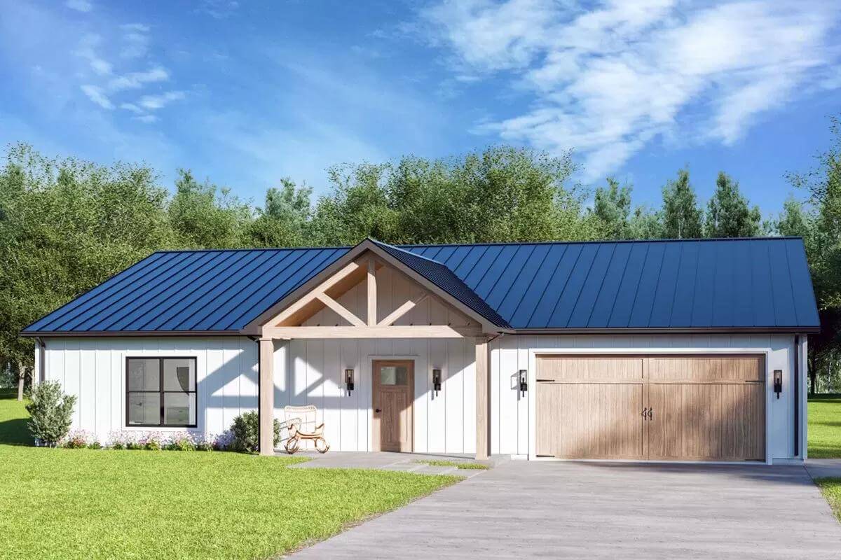 Barndominium-Style Cottage with 2 Bedrooms and Covered Patio (Floor ...