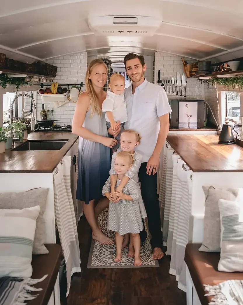 Family of 5 live and travel in DIY bus conversion, going debt free ...